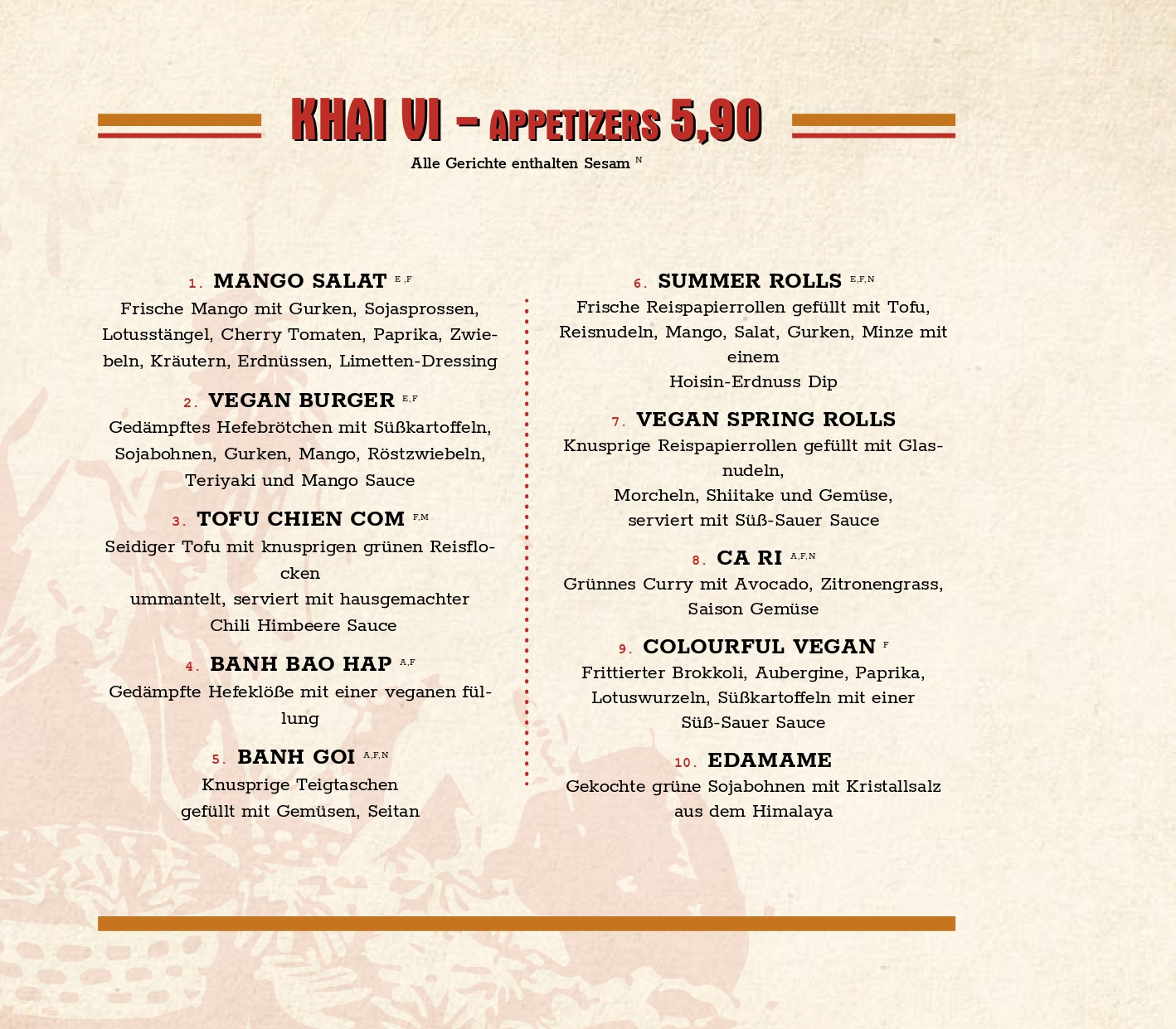 Menu – Vegan 365 Restaurant Köln