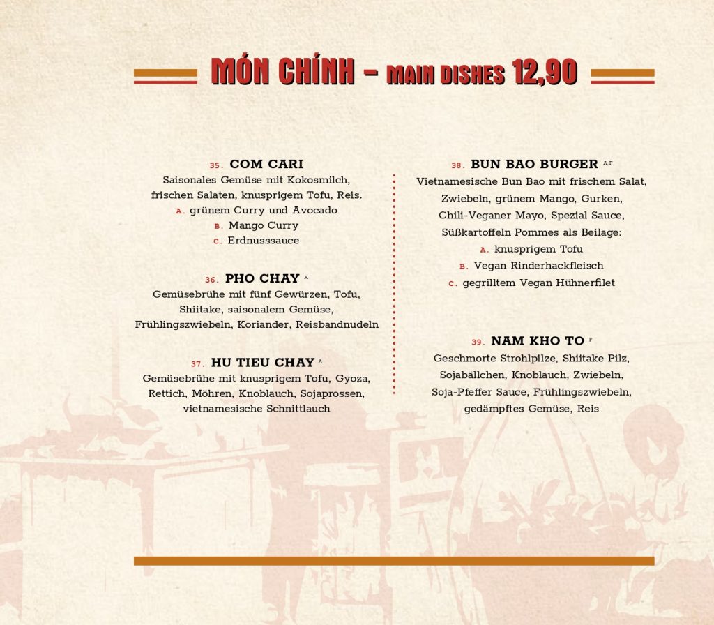 Menu – Vegan 365 Restaurant Köln