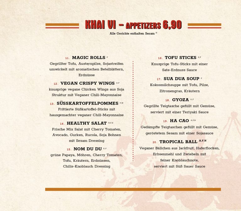 Menu – Vegan 365 Restaurant Köln